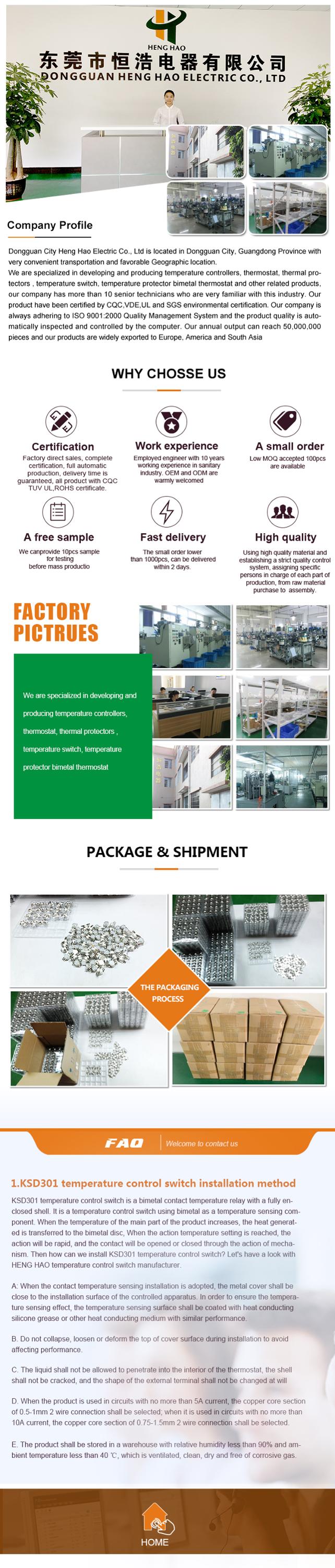 5A-16A 50-150C Bimetallic Thermal Switch , Thermal Cutoff Switch BW-A1D ...