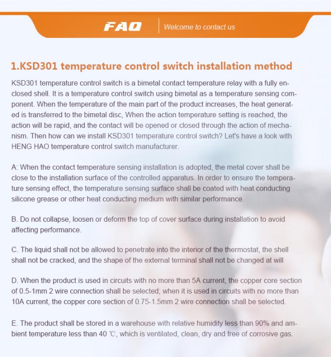 NC NO Plastic Case 250V 2A Bimetal Temperature Switch Thermal Protector